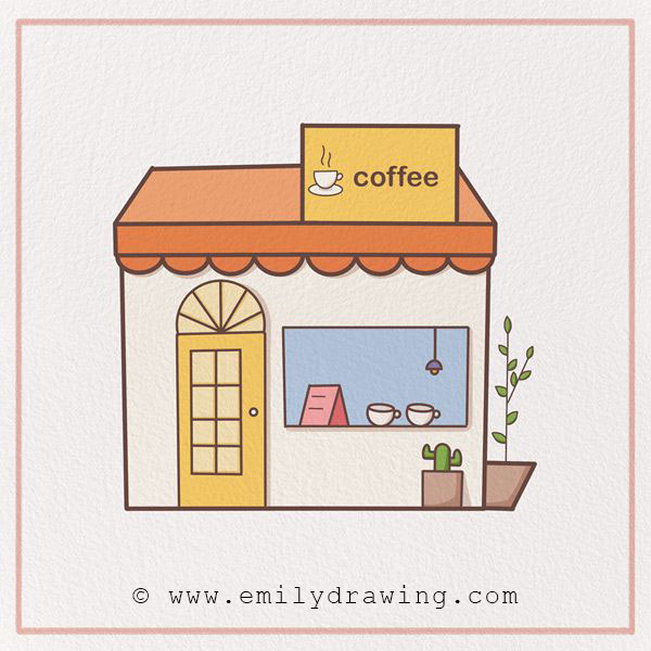 How To Draw A Coffee Shop Emily Drawing How To Draw A Coffee Shop Emily Drawing